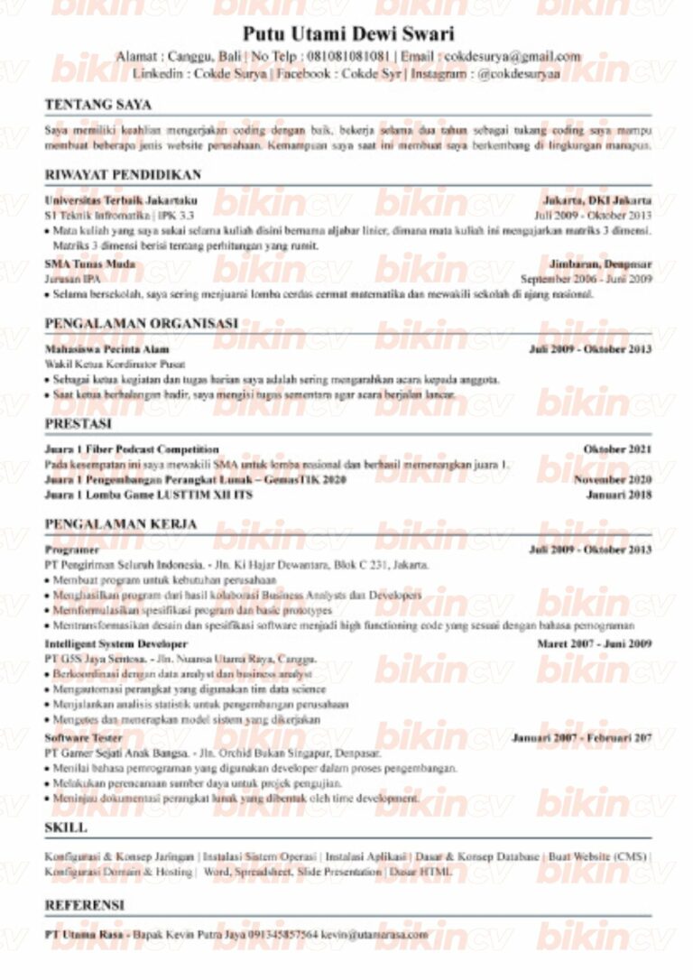 Contoh CV ATS Friendly dan Cara Membuatnya - JKTLiving Blog